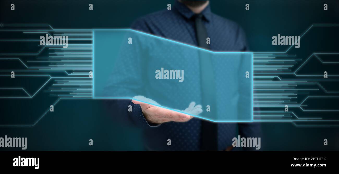 Business Man Presenting New Futuristic Technologies Stock Photo - Alamy