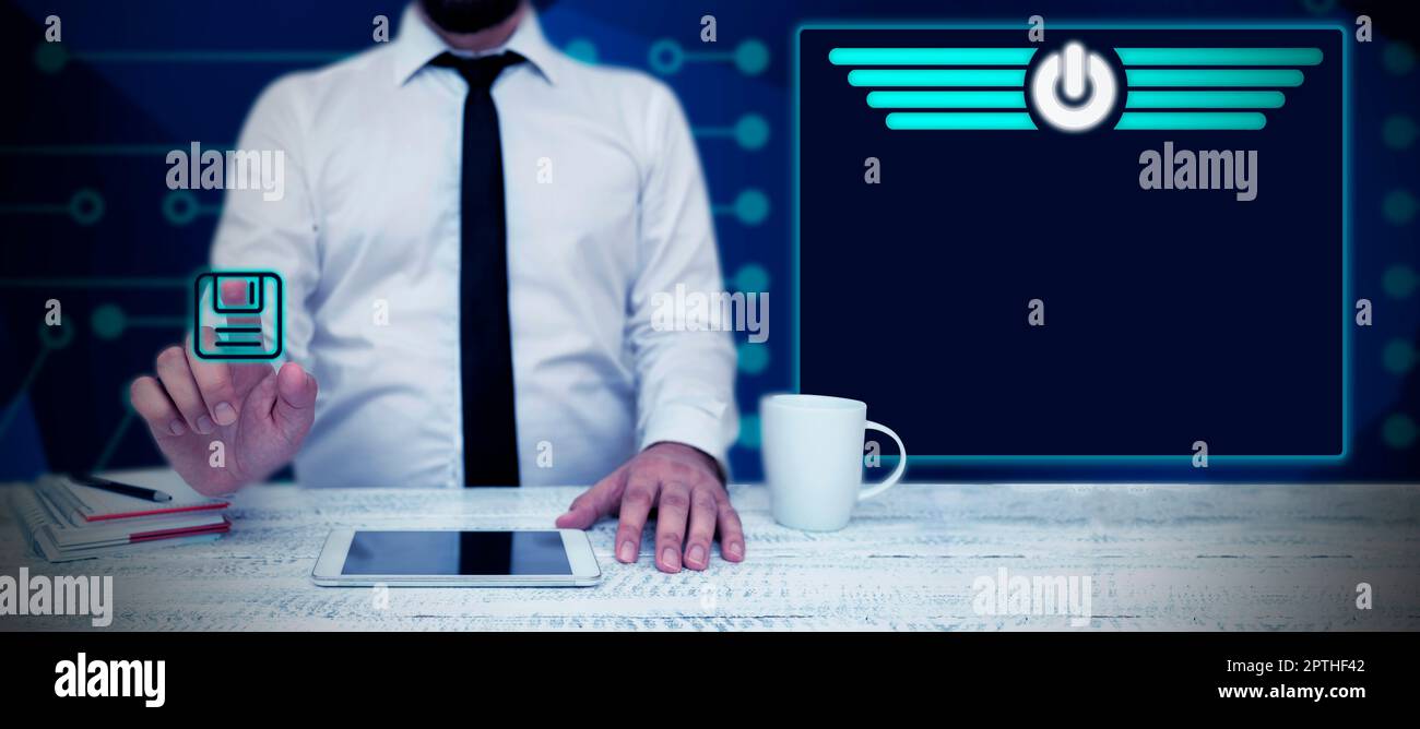 Business Man Presenting New Futuristic Technologies Stock Photo - Alamy