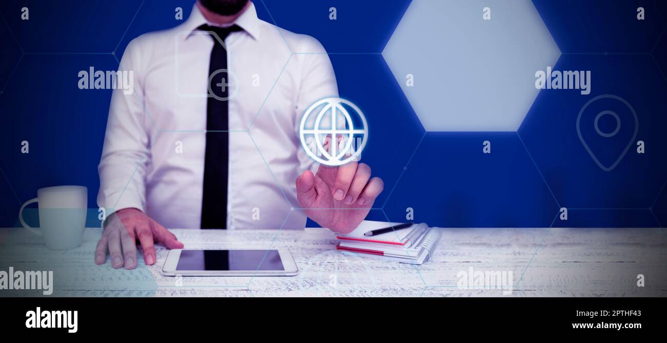 Business Man Presenting New Futuristic Technologies Stock Photo - Alamy