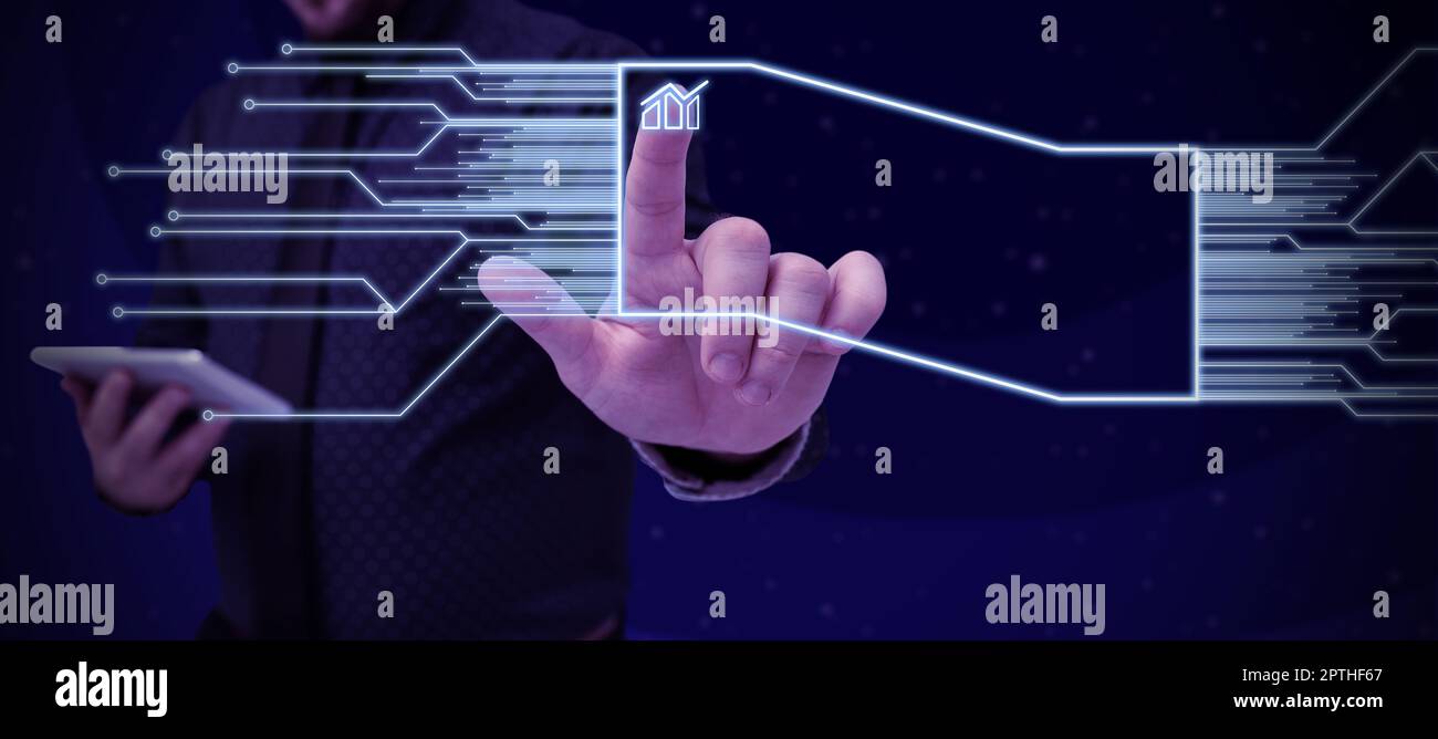 Business Man Presenting New Futuristic Technologies Stock Photo - Alamy