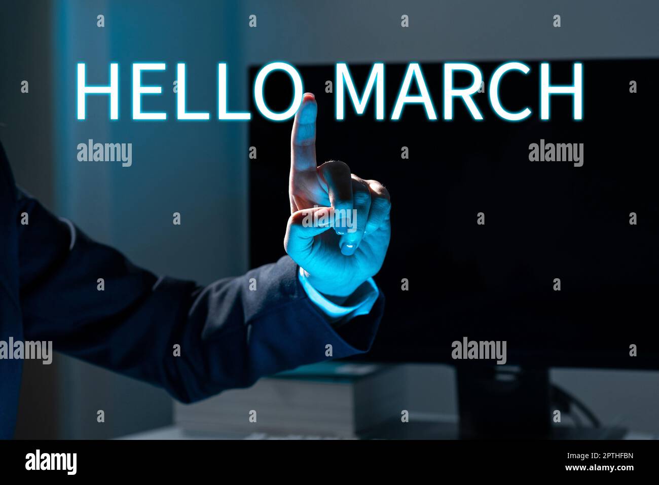 Hand writing sign Hello March, Business approach a greeting expression ...