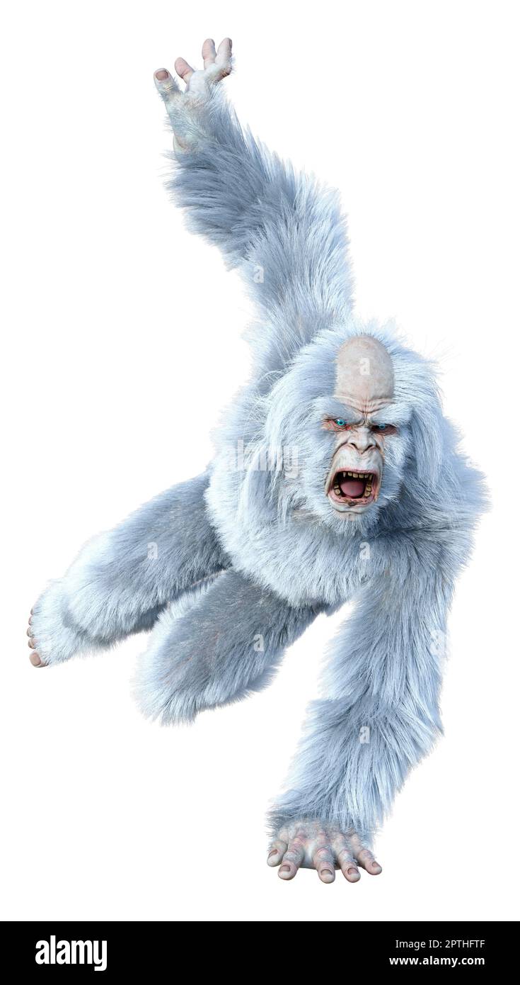 3D rendering of a fantasy creature yeti isolated on white background ...
