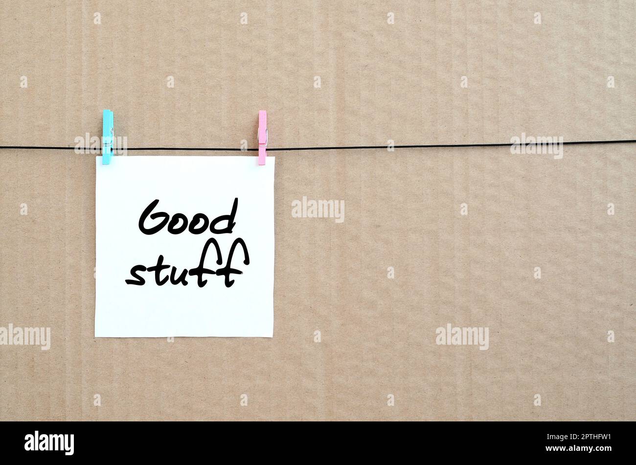 Good stuff. Note is written on a white sticker that hangs with a ...