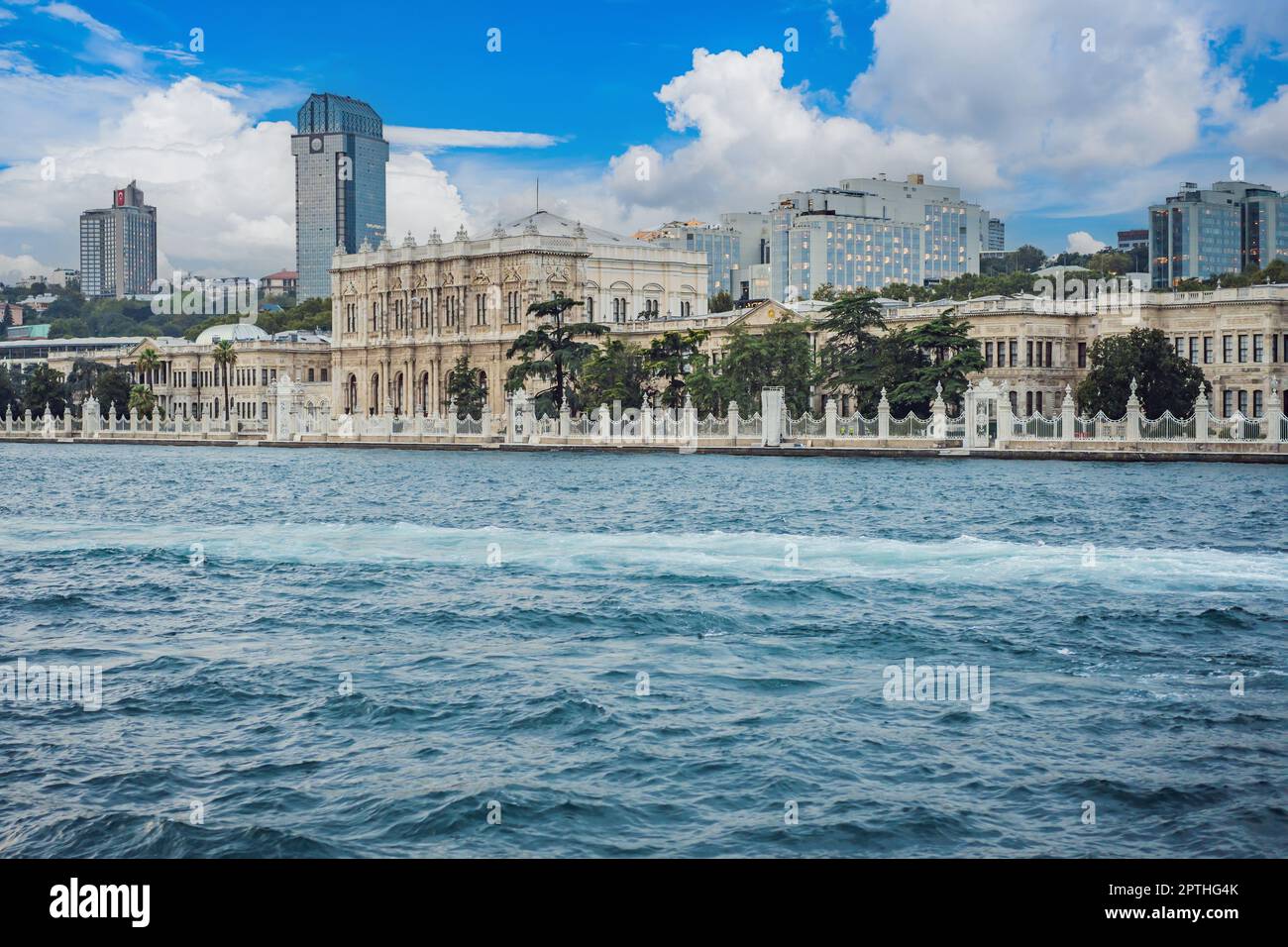 landscape scenery of Dolmabahce palacewith reflection, istanbul, turkey ...