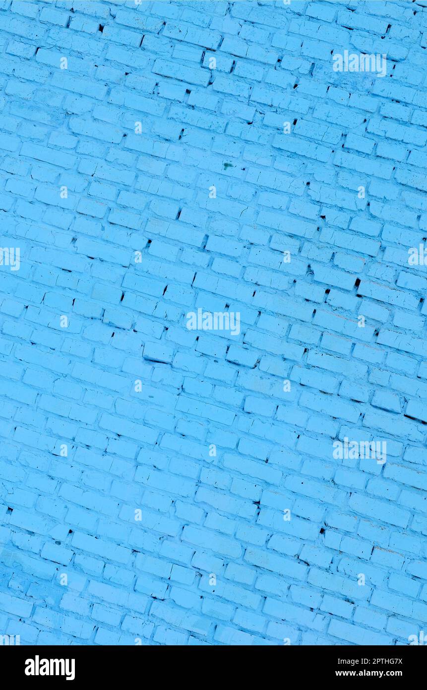 Square brick block wall background and texture. Painted in blue Stock ...