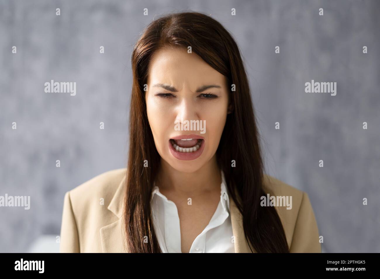 Sad Frustrated Woman. Unhappy Face. Angry Stressed Worker Stock Photo ...