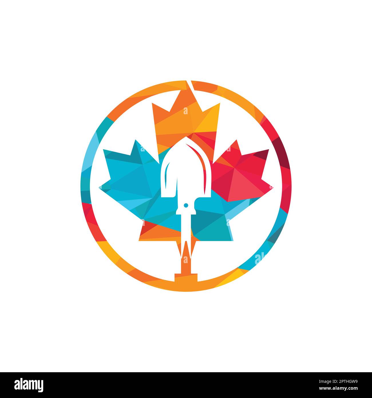 Canada labor vector logo design template. Shovel with maple leaf icon ...