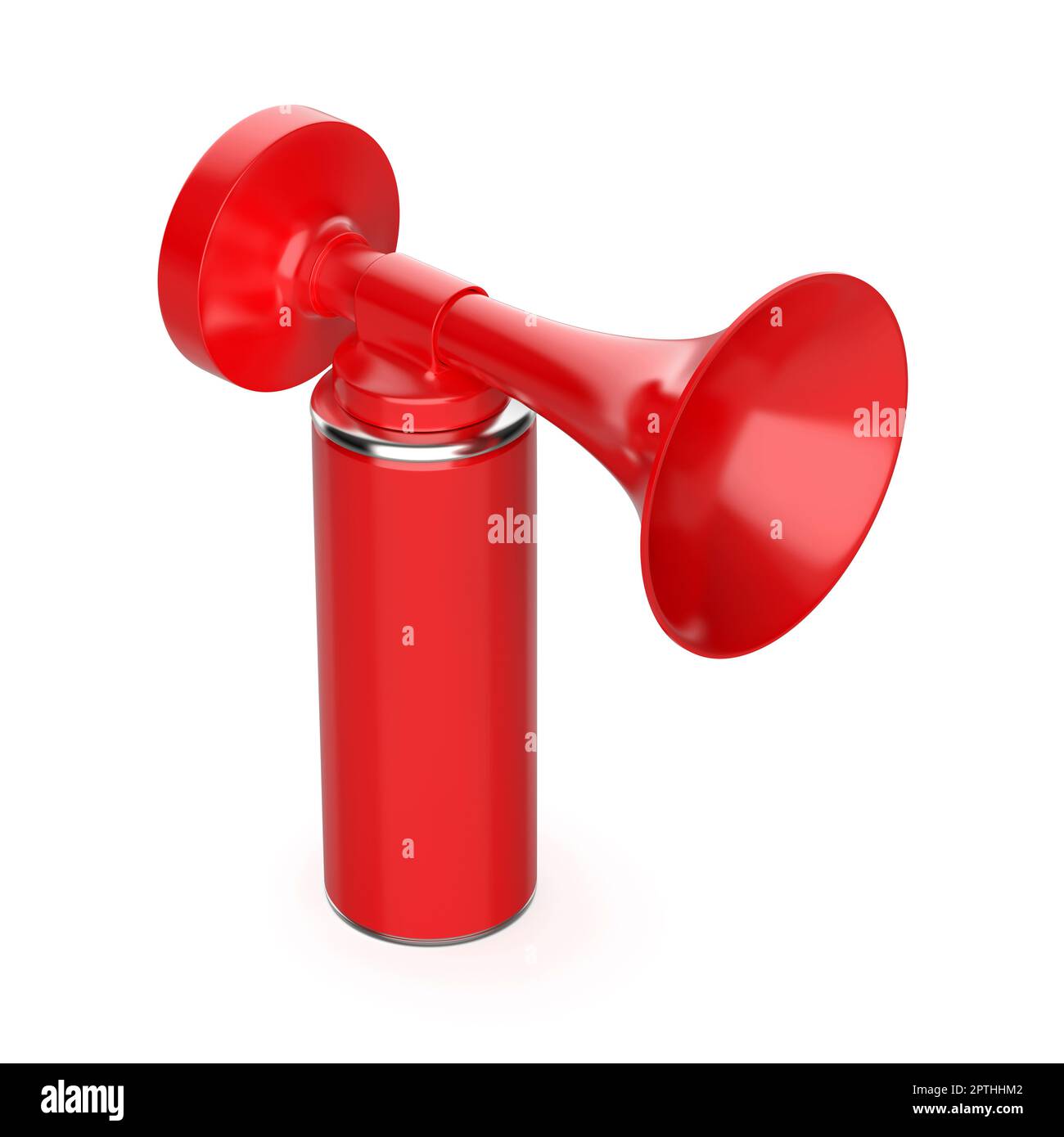 Red portable air horn on white background Stock Photo - Alamy