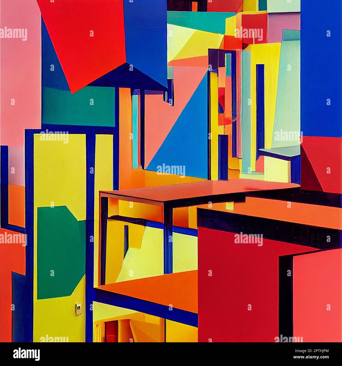 An eclectic artwork, colorful background, cubism art style. Painting ...