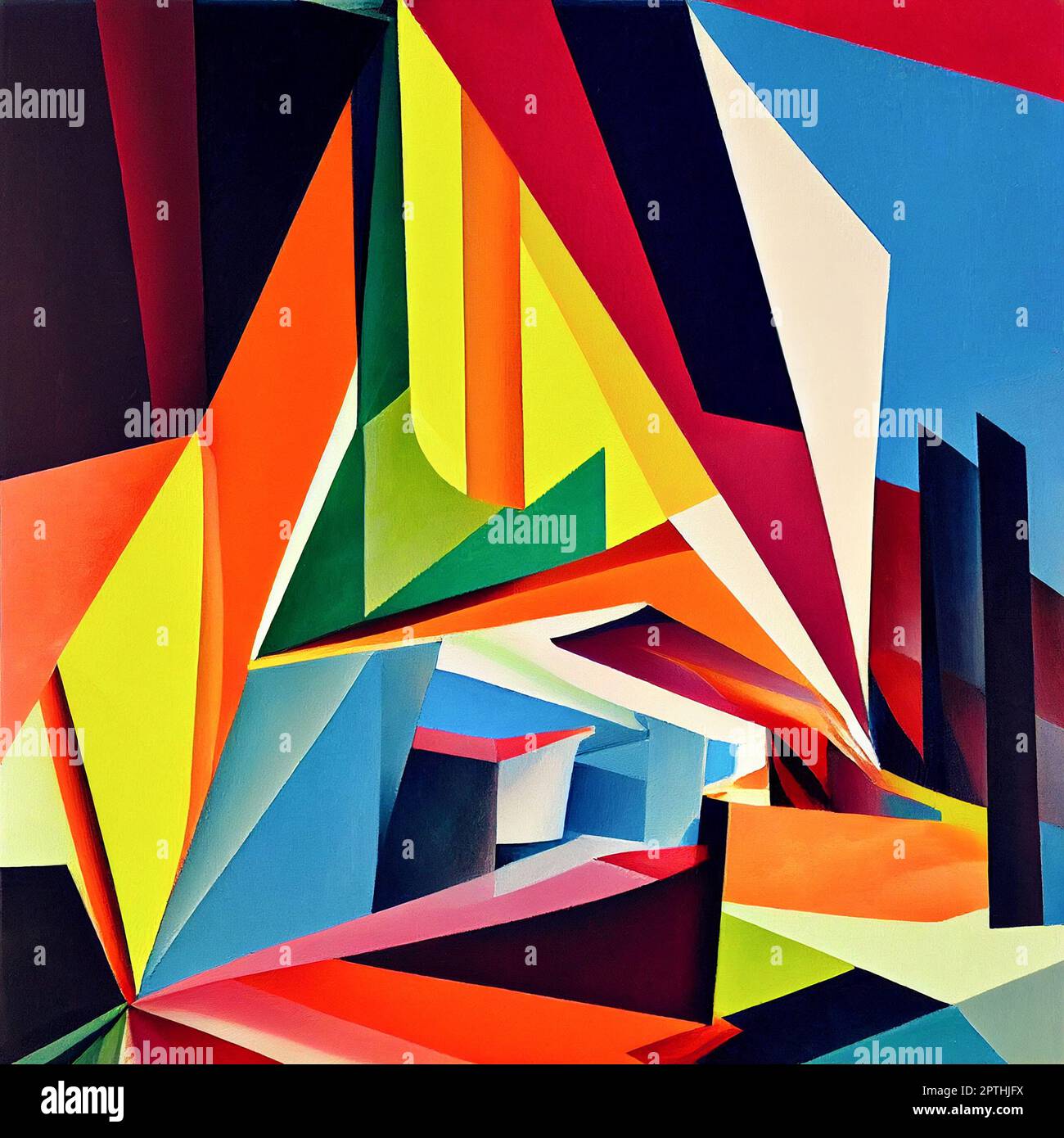 An eclectic artwork, colorful background, cubism art style. Painting, mixed media Stock Photo ...