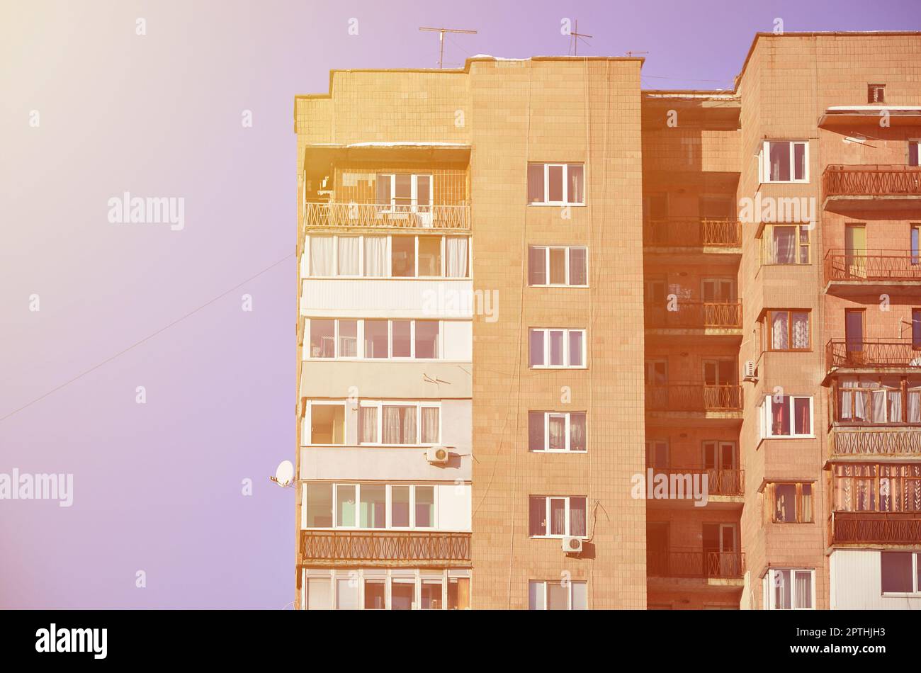 Detailed photo of multi-storey residential building with lots of ...