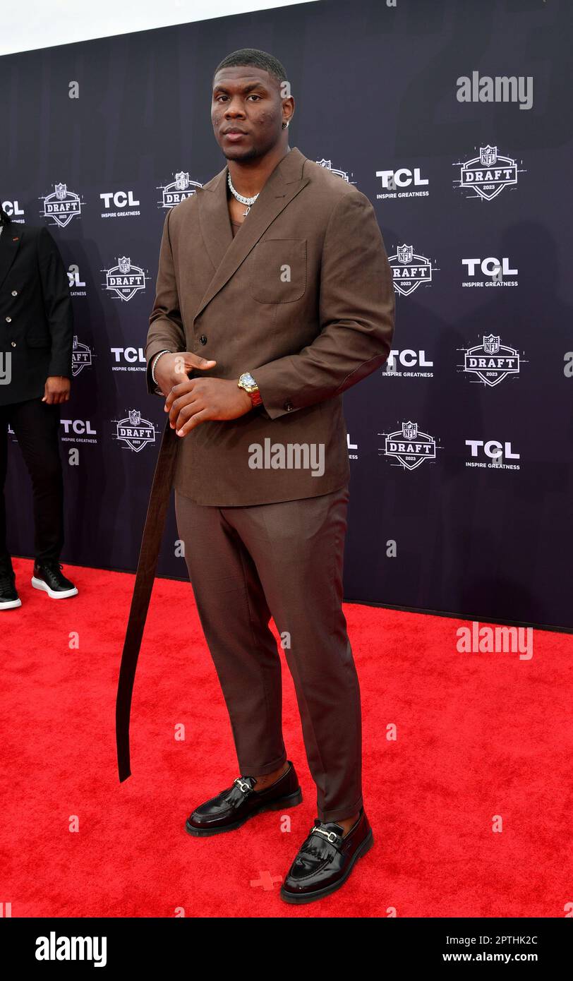 Keion White walks the red carpet of the 2023 NFL Draft at the National ...