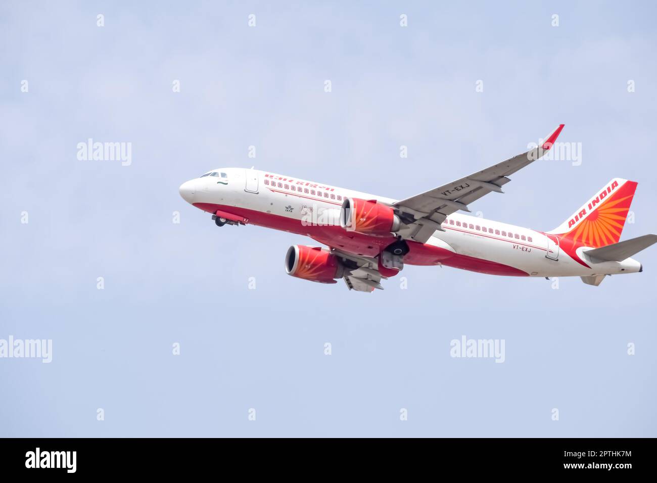 New Delhi, India, April 16 2023 - Air India Airbus A320 take off from ...