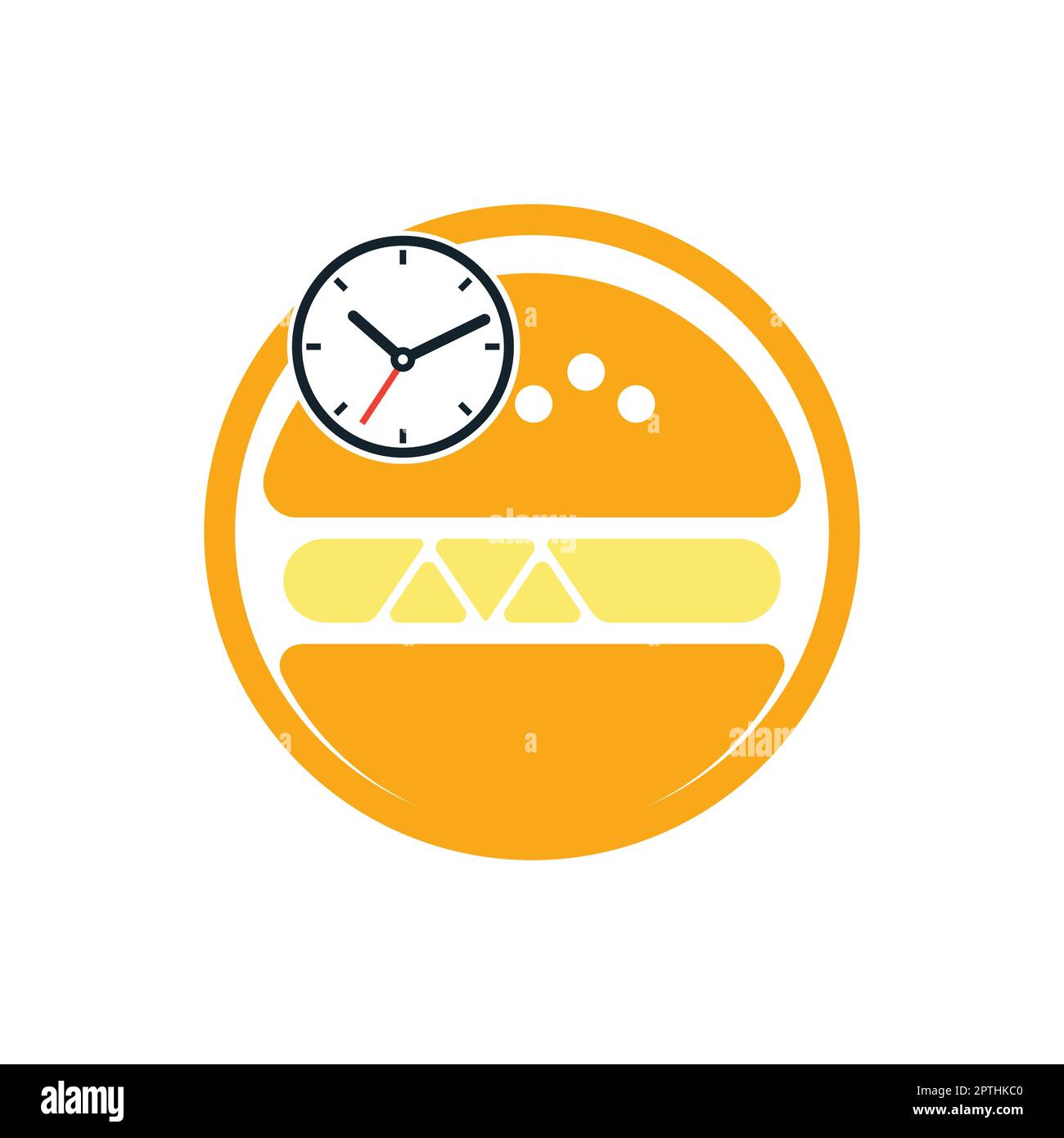 Burger time vector logo design template. Big burger with clock icon ...