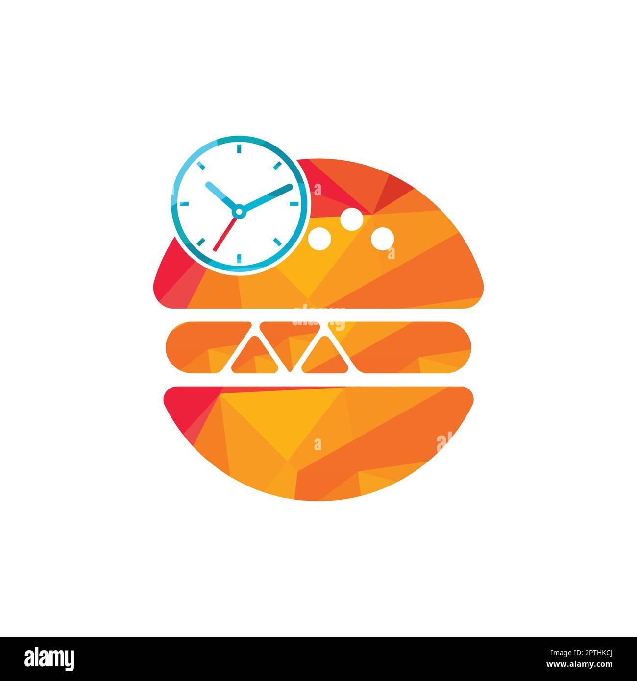 Burger time vector logo design template. Big burger with clock icon ...