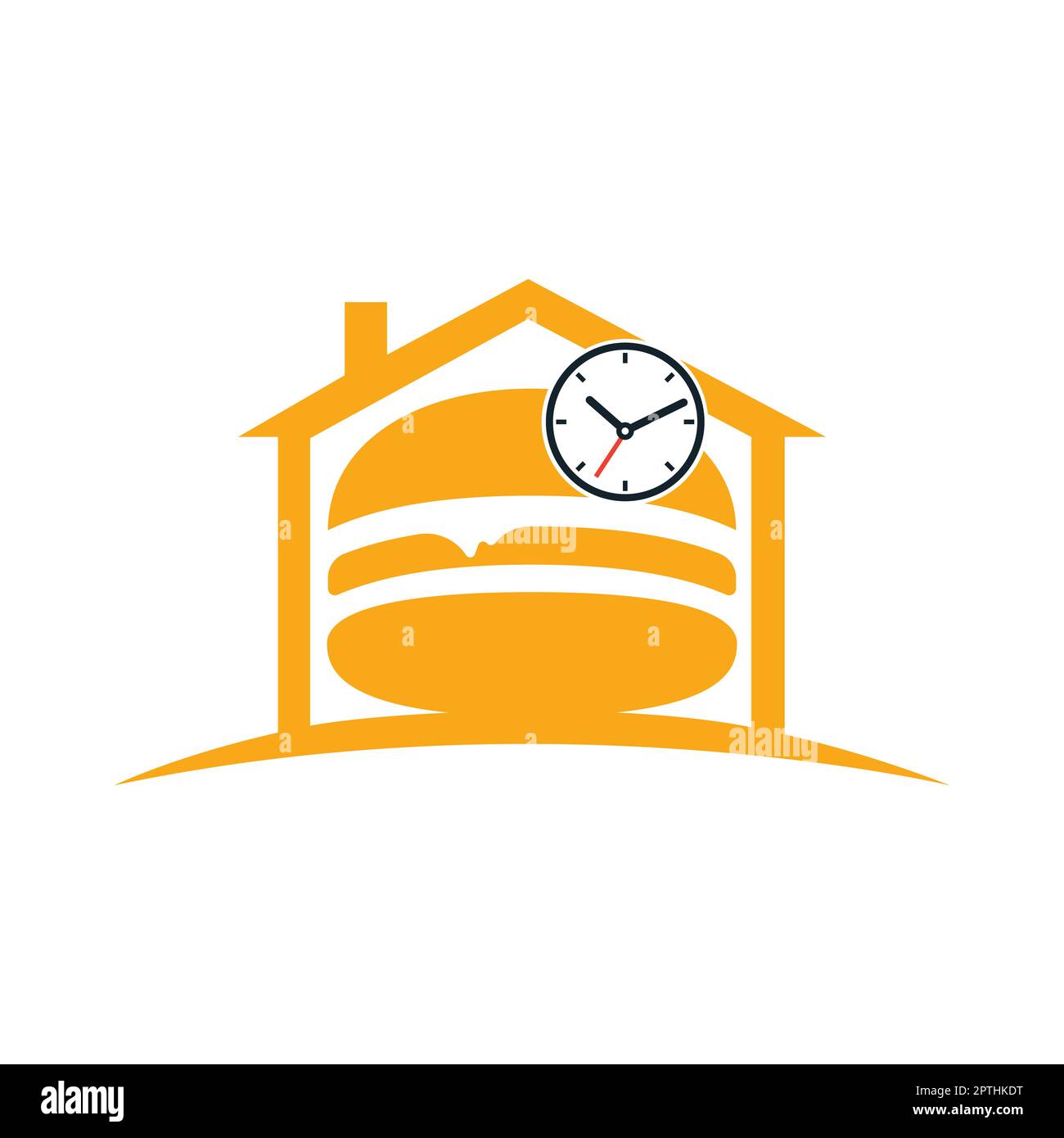 Burger time vector logo design template. Big burger with clock icon ...