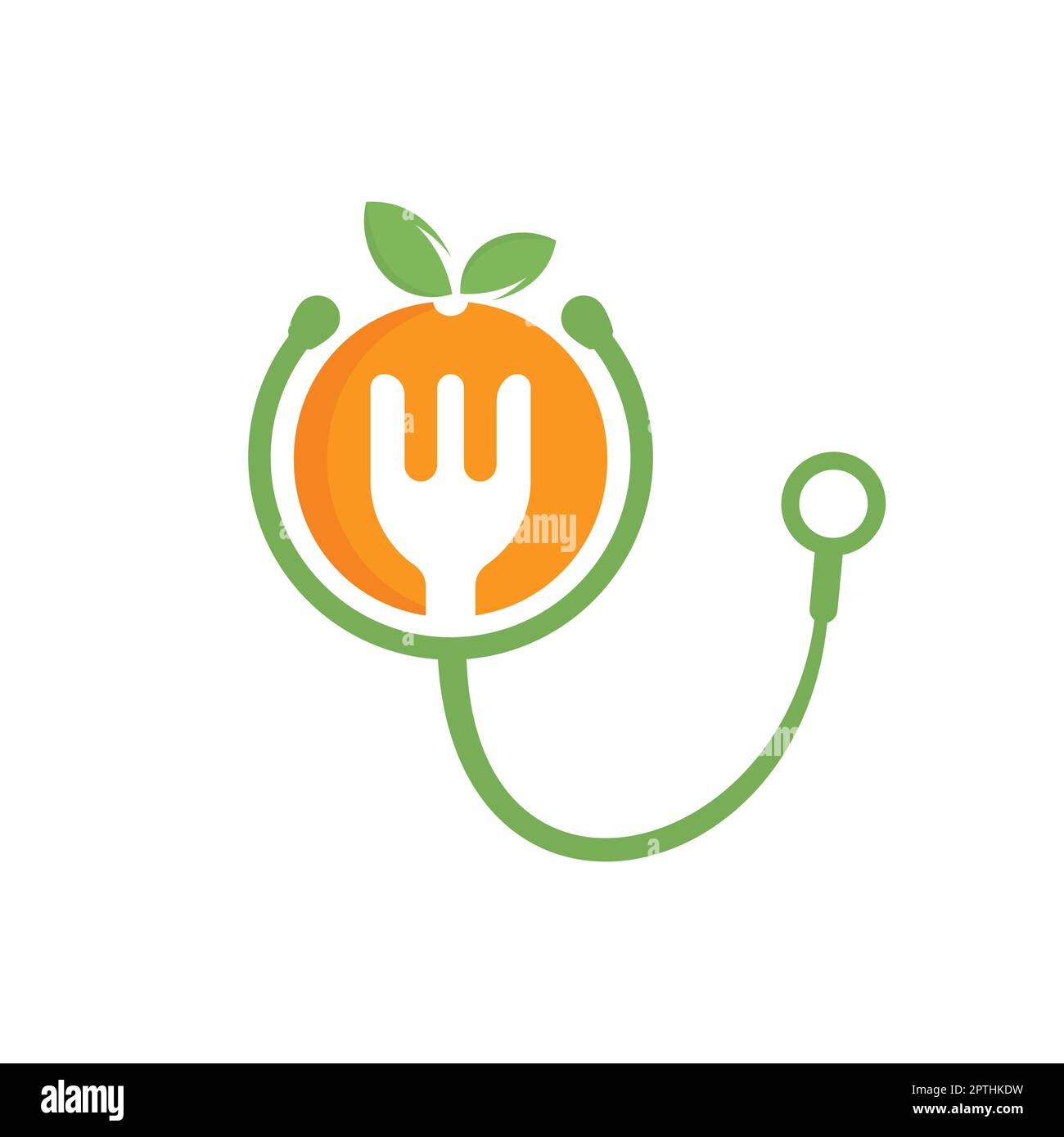 Medical food vector logo design template. Stethoscope and healthy food ...