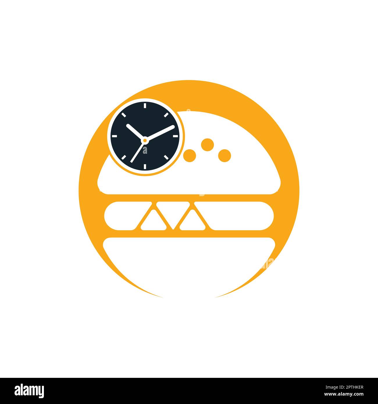 Burger time vector logo design template. Big burger with clock icon ...