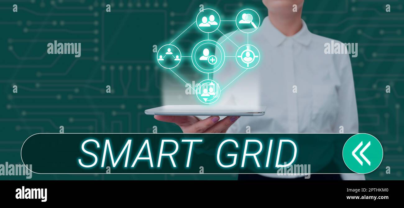 Sign displaying Smart Grid, Business showcase includes of operational ...