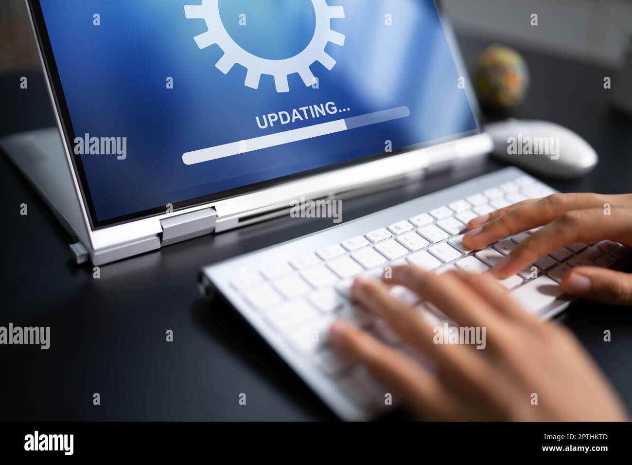 Business Computer Online Update. Software Upgrade Progress Stock Photo ...