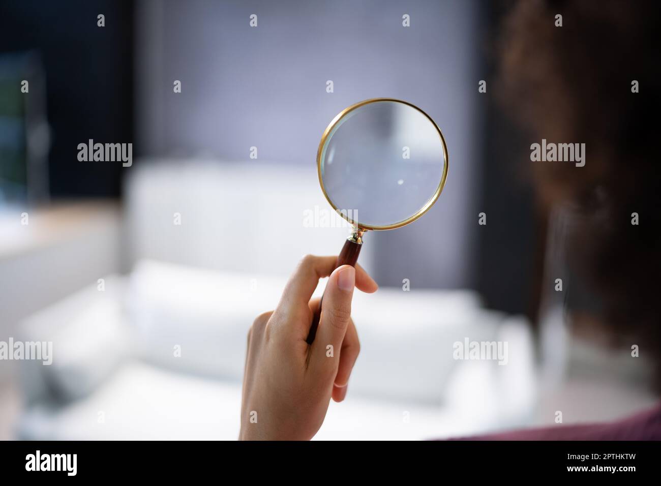 Home Property Inspection Concept With Person Holding Magnifying Glass ...