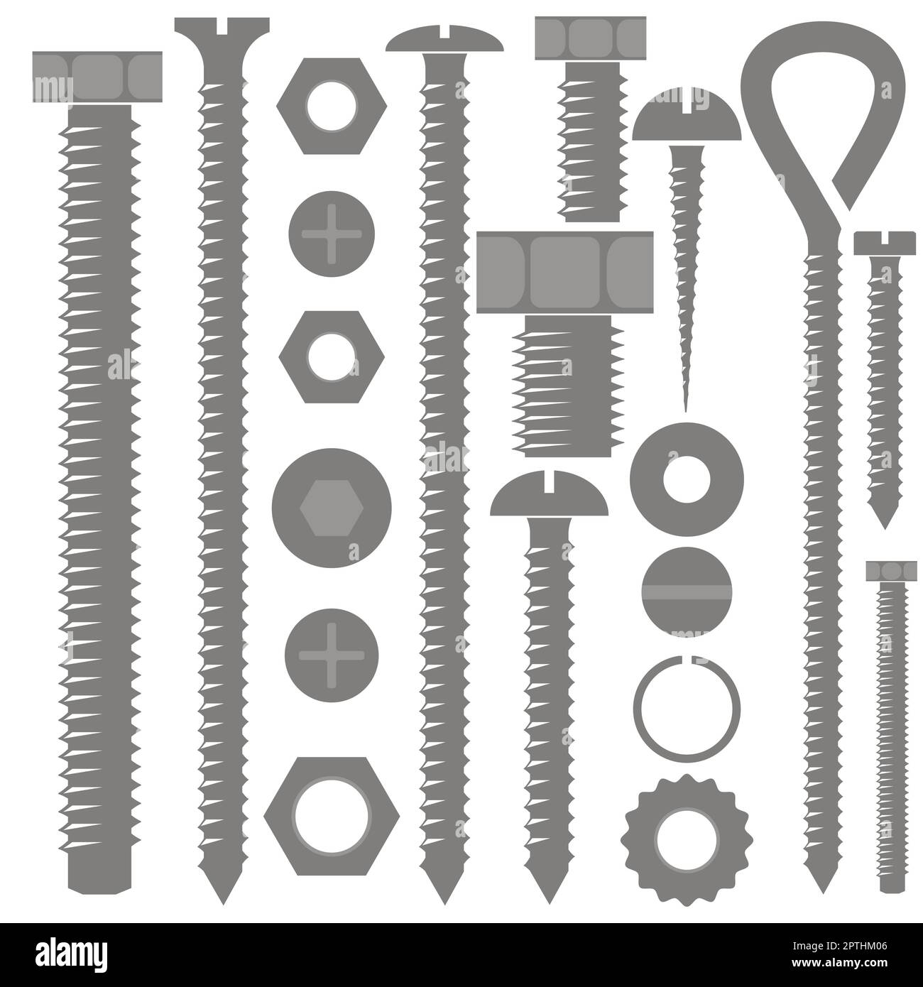 Screw hex bolt set design illustration isolated on white background ...