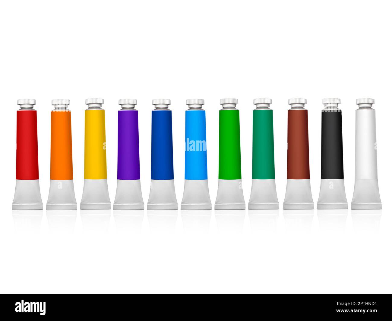 set of colored tubes with a paint on a white background Stock Photo - Alamy