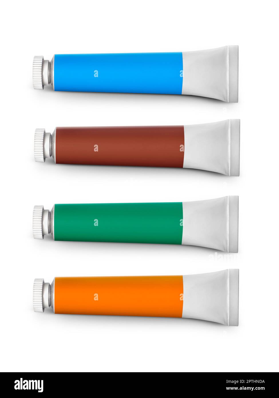 set of colored tubes with a paint on a white background Stock Photo - Alamy