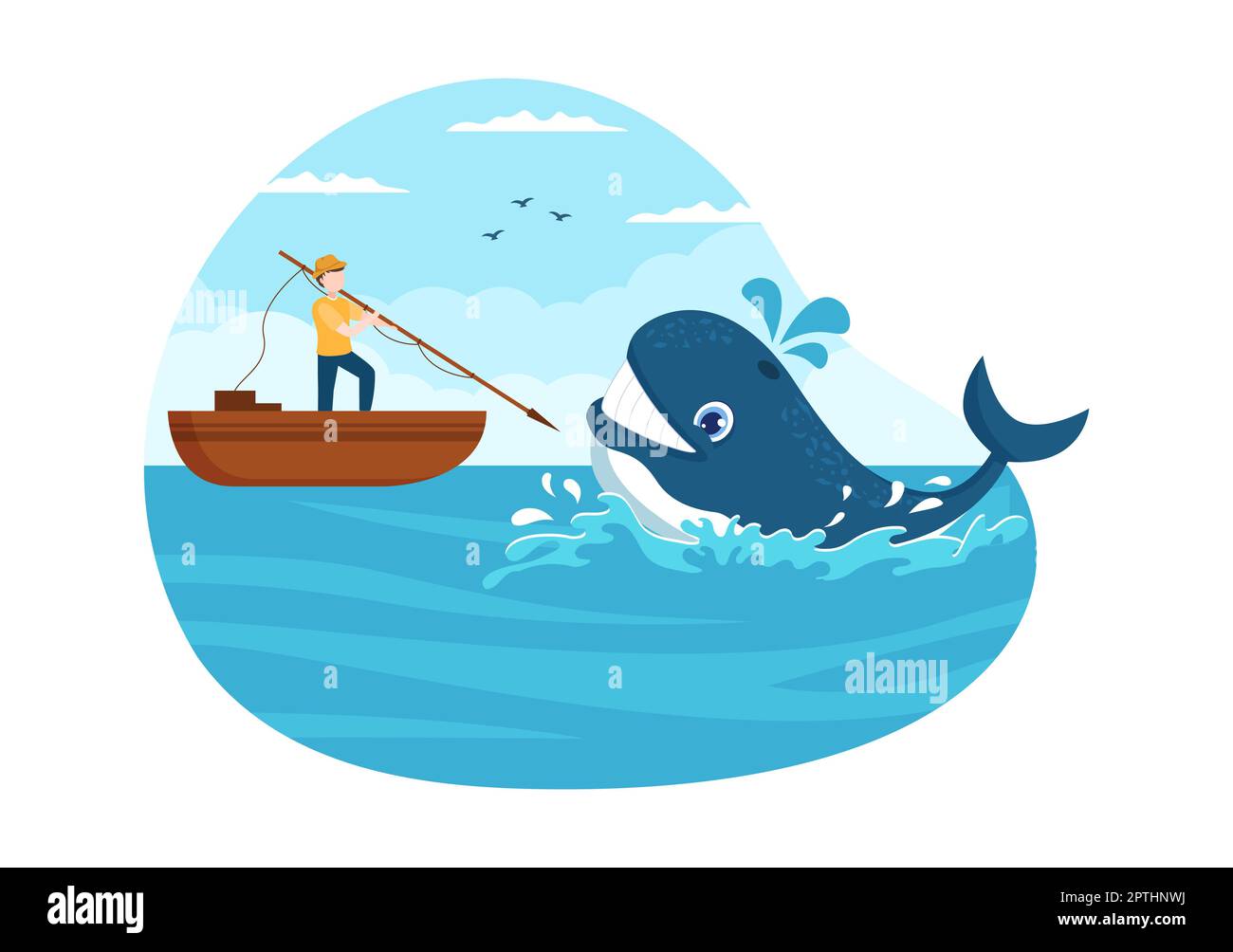 Whale Hunting with Whales Caught by Fisherman in the Middle of the Deep ...