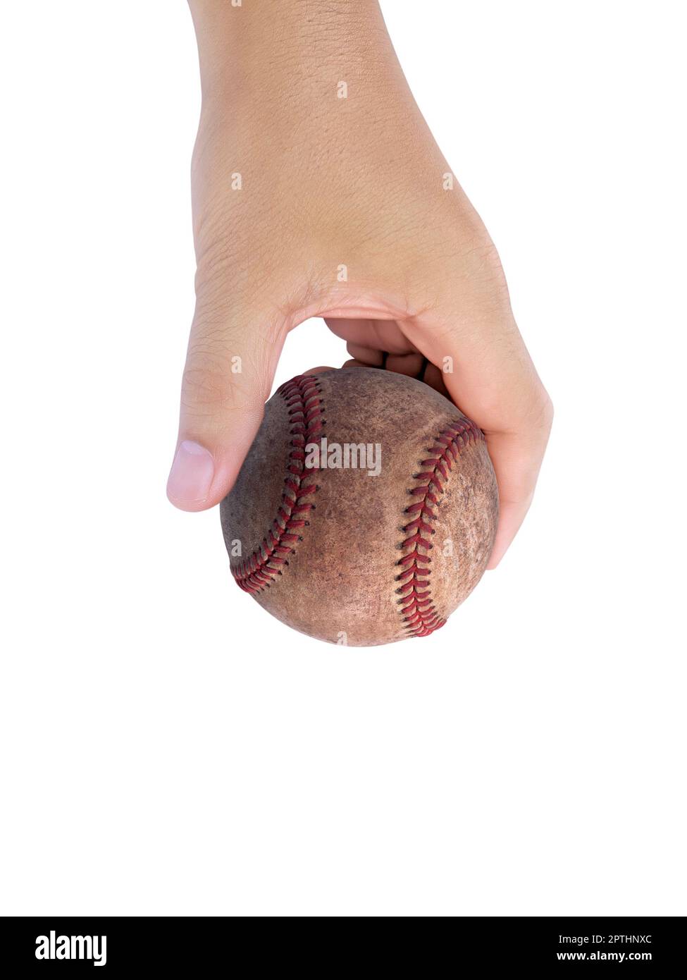 Baseball in hand on white background Stock Photo - Alamy