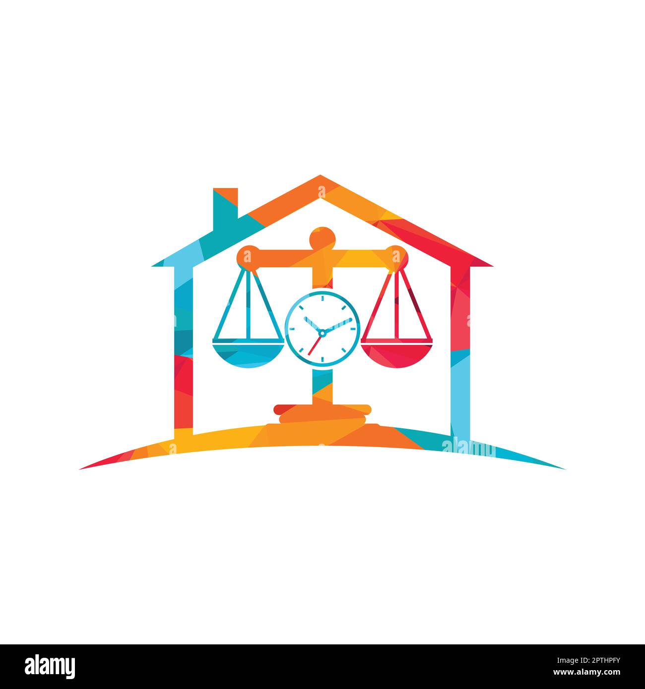 Law time vector logo design. Scale with clock icon vector logo design ...