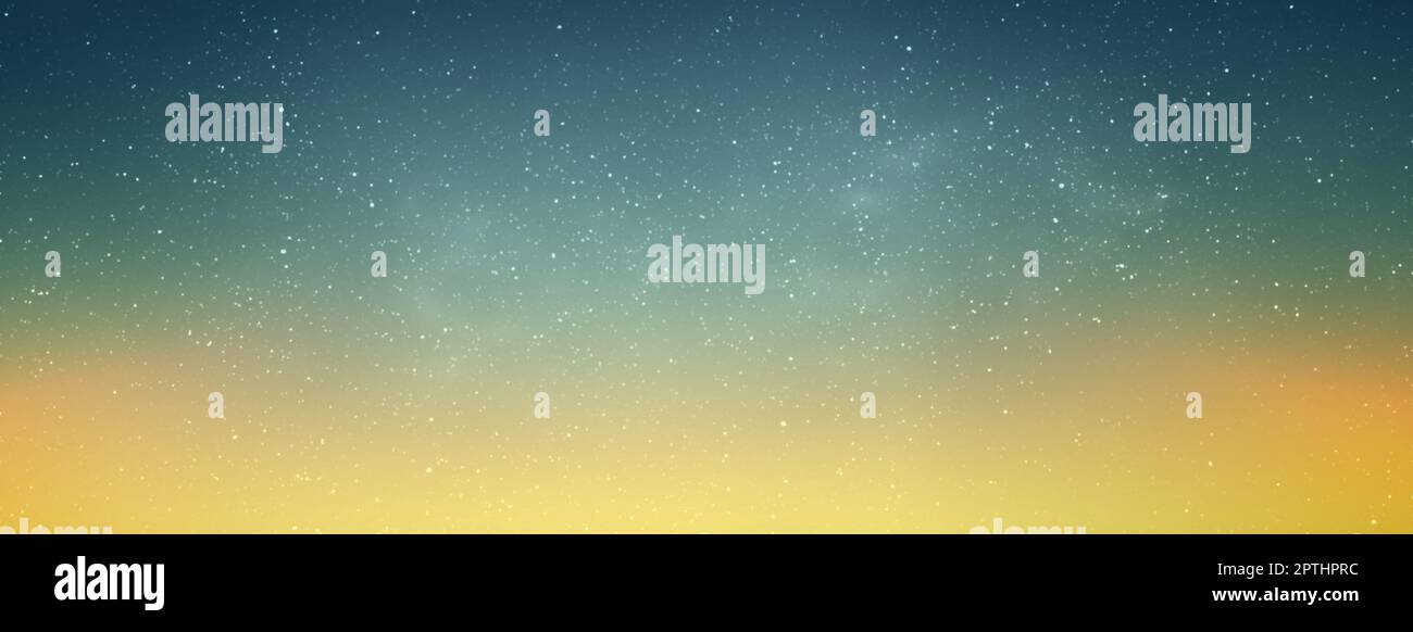 Night starry sky at sunset. blue and yellow galaxy, horizontal banner ...