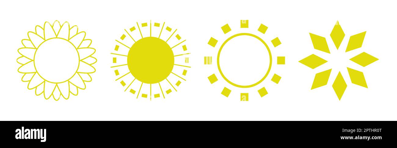 Collection of 4 pieces of abstract different yellow sun on white ...