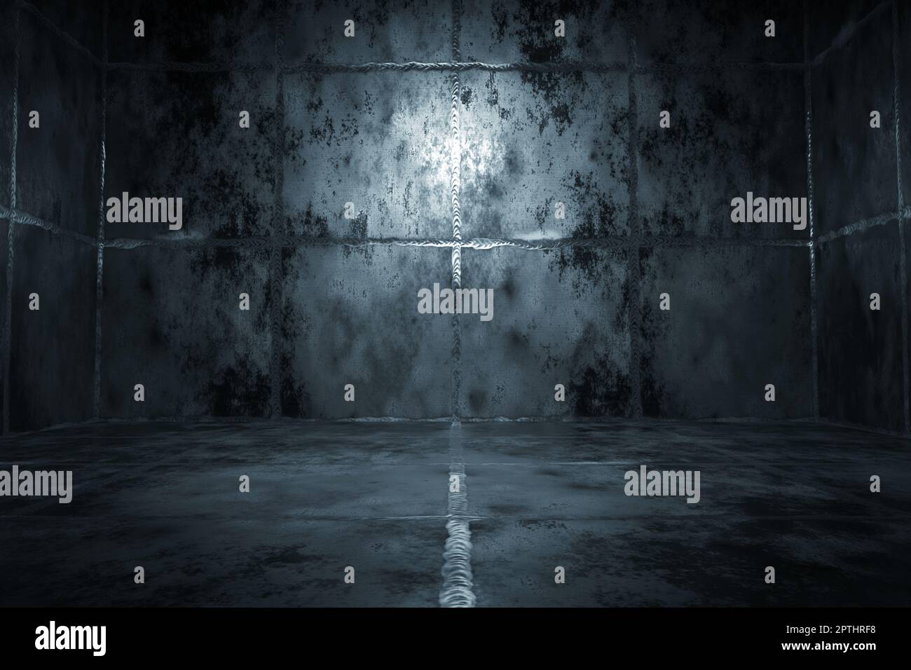 Dark room with metal background. 3d rendering Stock Photo - Alamy