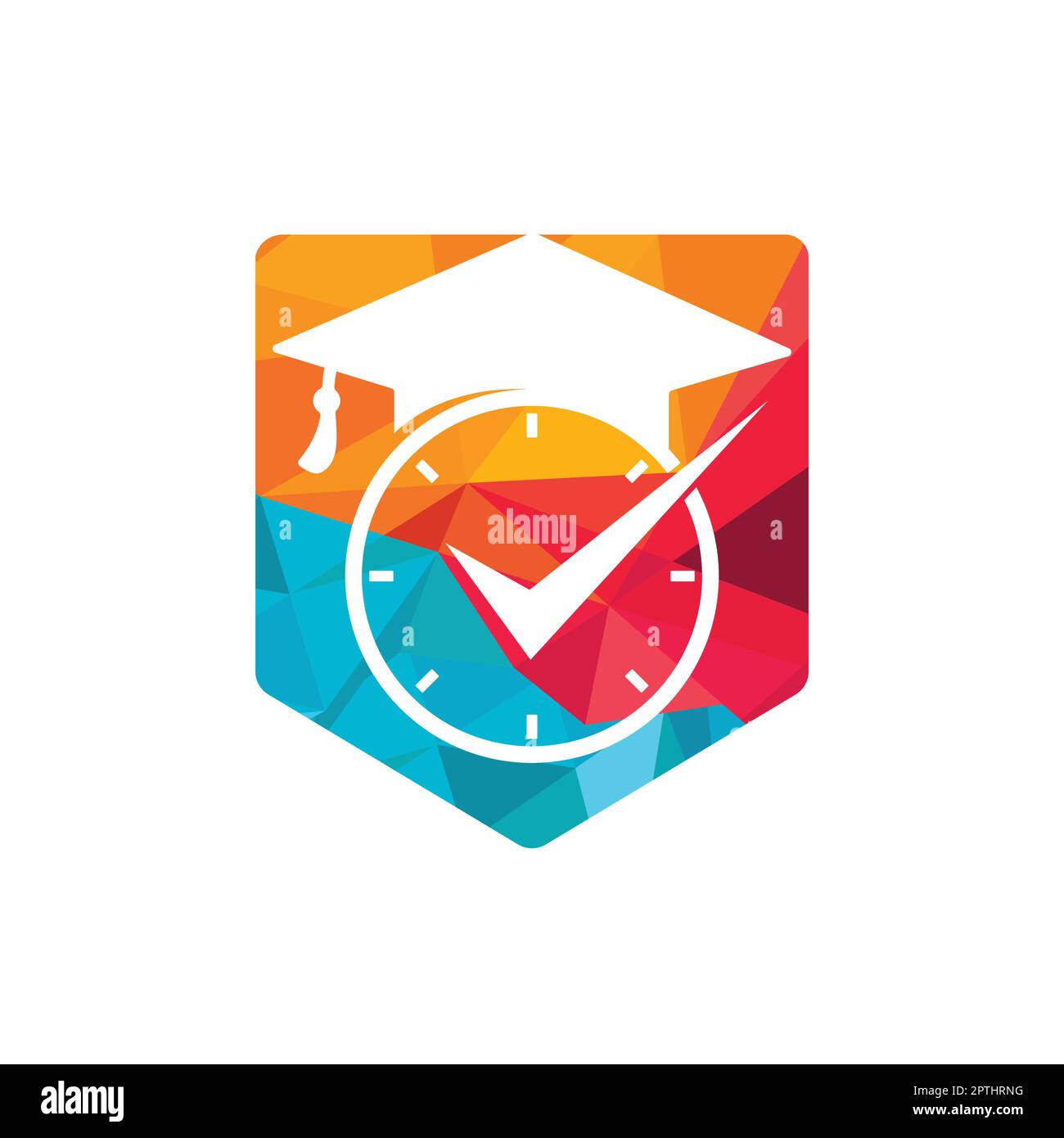Study time vector logo design. Graduation hat with clock and check icon ...
