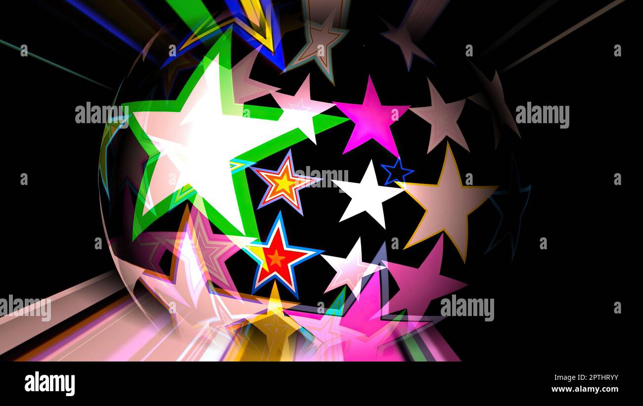 Colorful Stars on Spinning Sphere Stock Photo - Alamy
