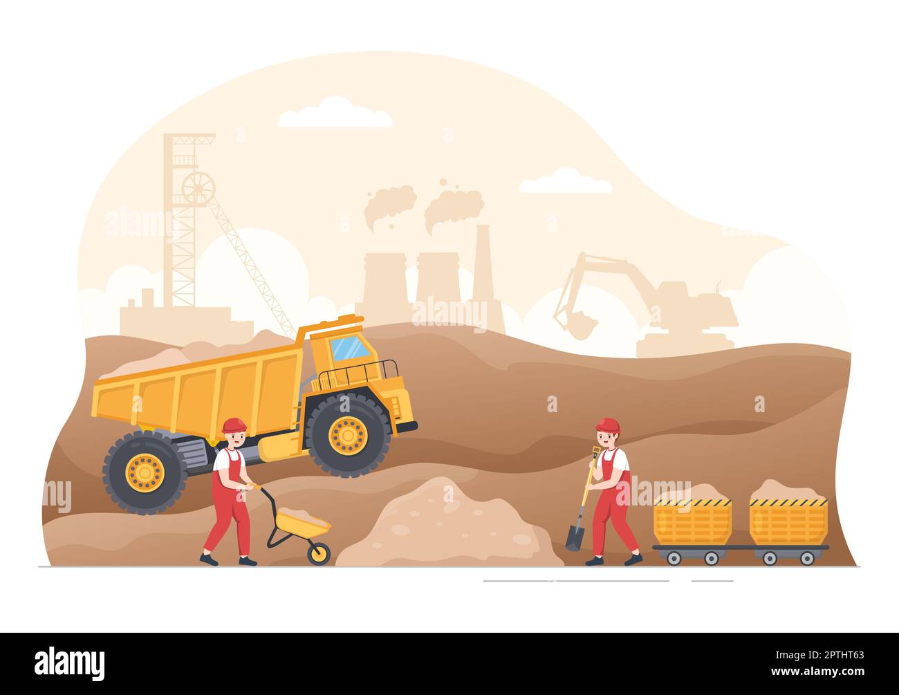 Mining Company with Heavy Yellow Dumper Trucks for Coal Mine Industrial ...