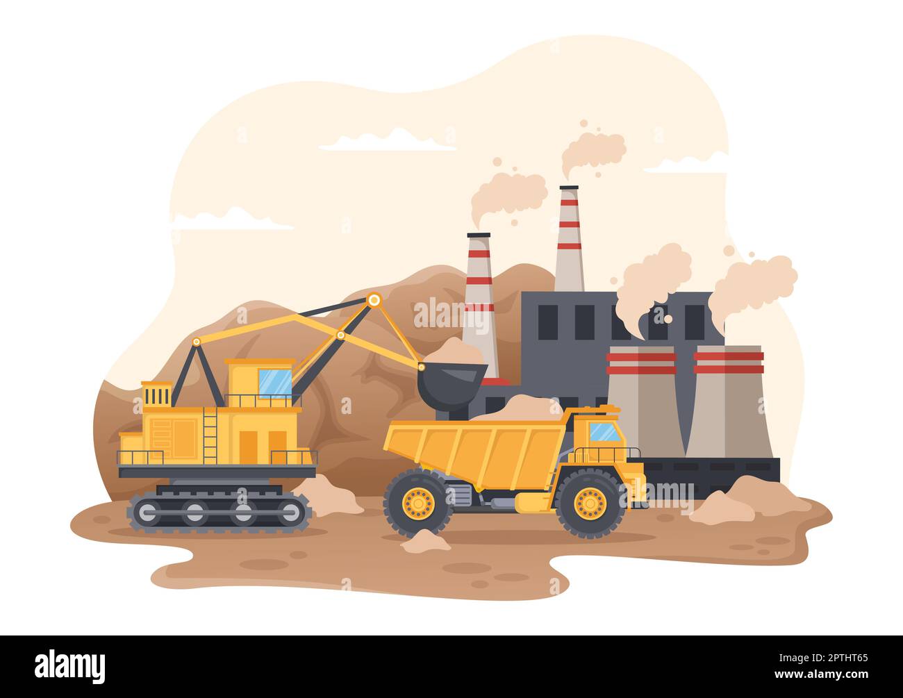 Mining Company with Heavy Yellow Dumper Trucks for Coal Mine Industrial ...