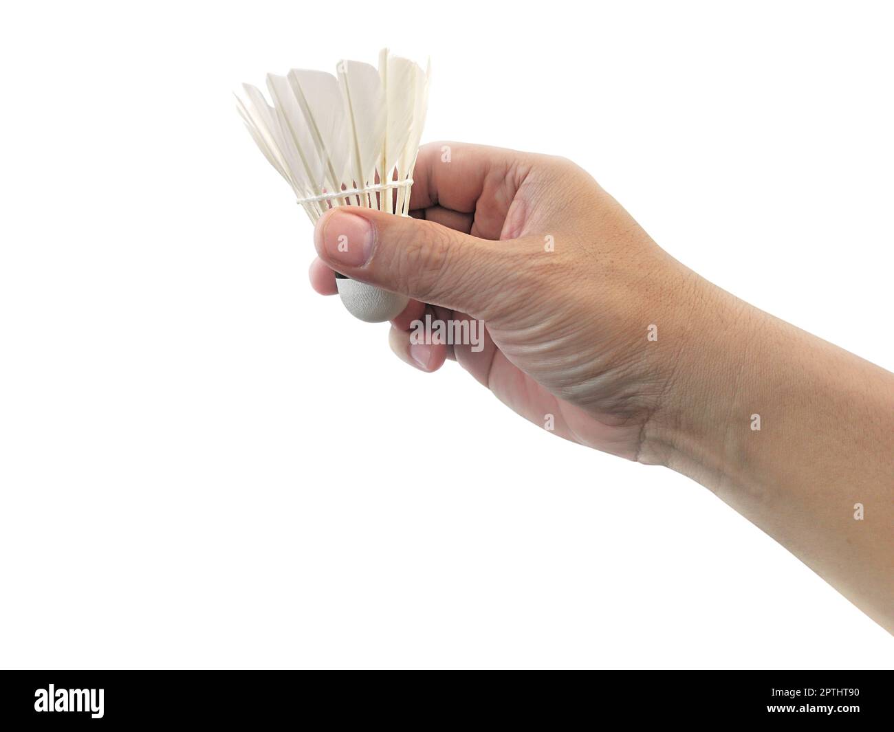 shuttlecock in hand isolated on white background Stock Photo - Alamy