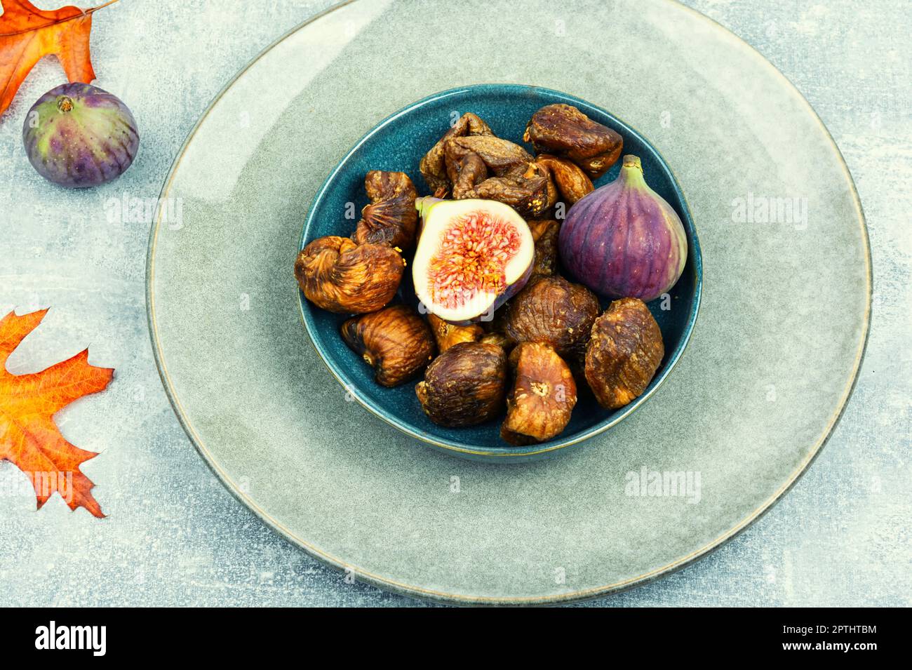 Fig tree fruits, dried figs. Dried fruit on the plate Stock Photo - Alamy