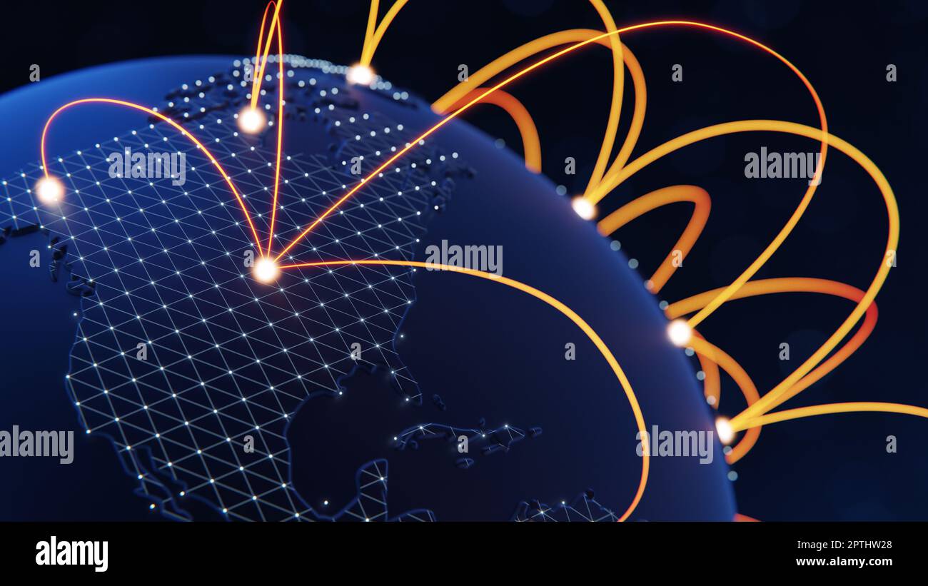 Global connection concept. Planet earth network sphere. 3d rendering ...