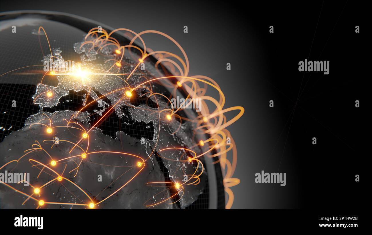 Global connection concept. Planet earth network sphere. 3d rendering ...