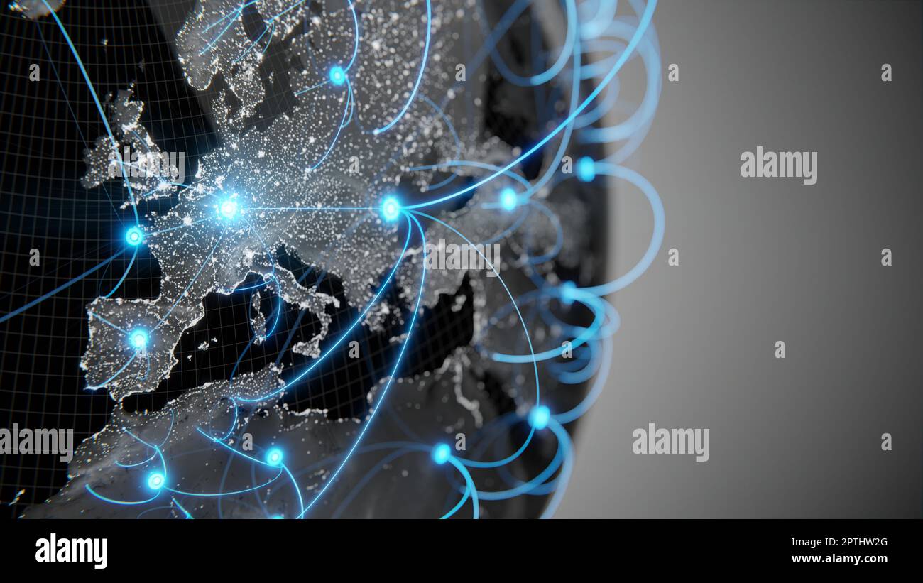 Global connection concept. Planet earth network sphere. 3d rendering ...