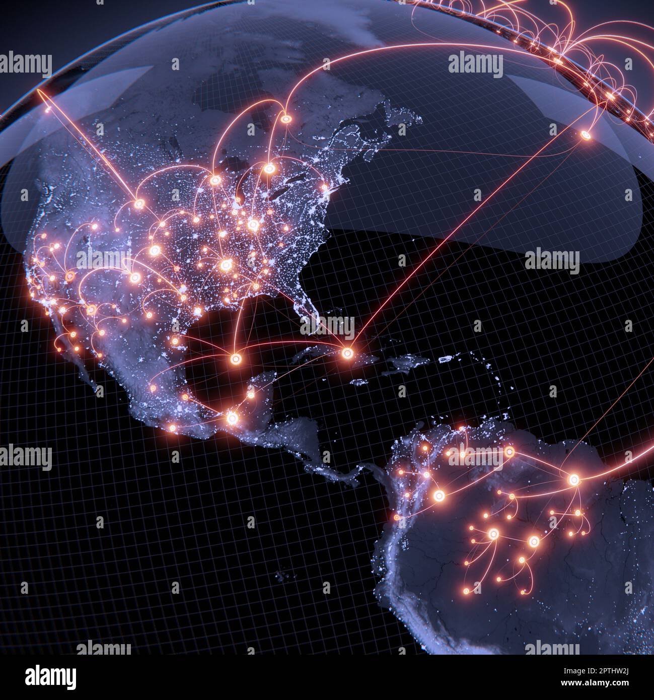 Global connection concept. Planet earth network sphere. 3d rendering ...