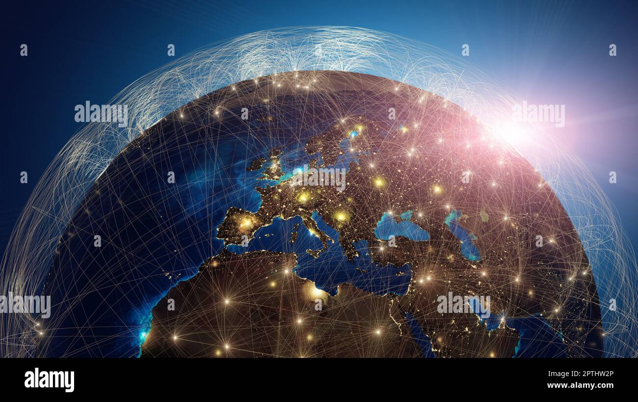 Global connection concept. Planet earth network sphere. 3d rendering ...