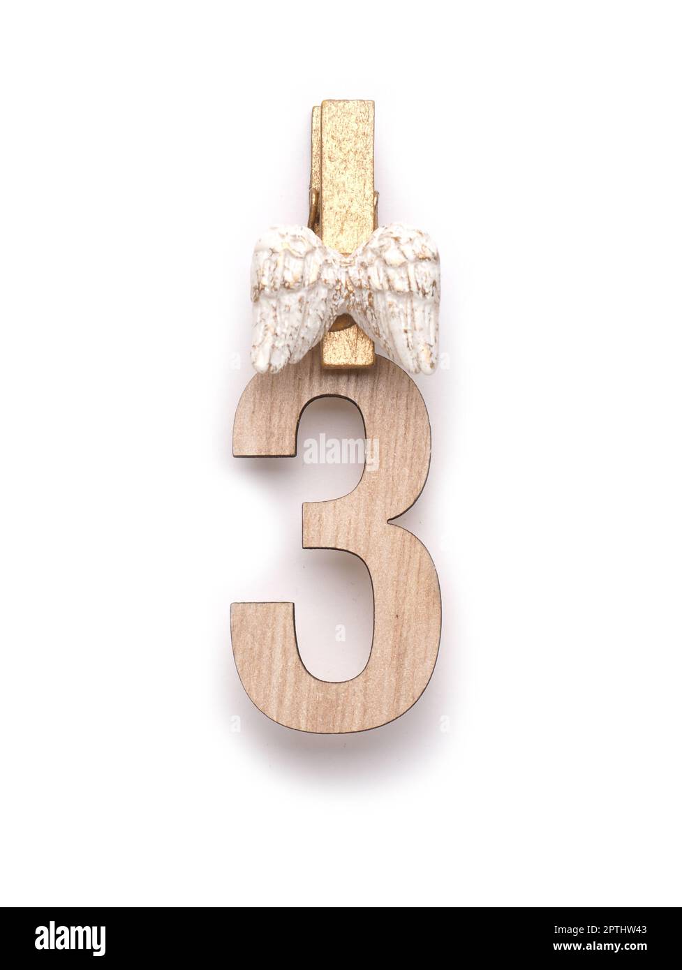 Wooden number three, third December, Advent calendar, wooden number on ...