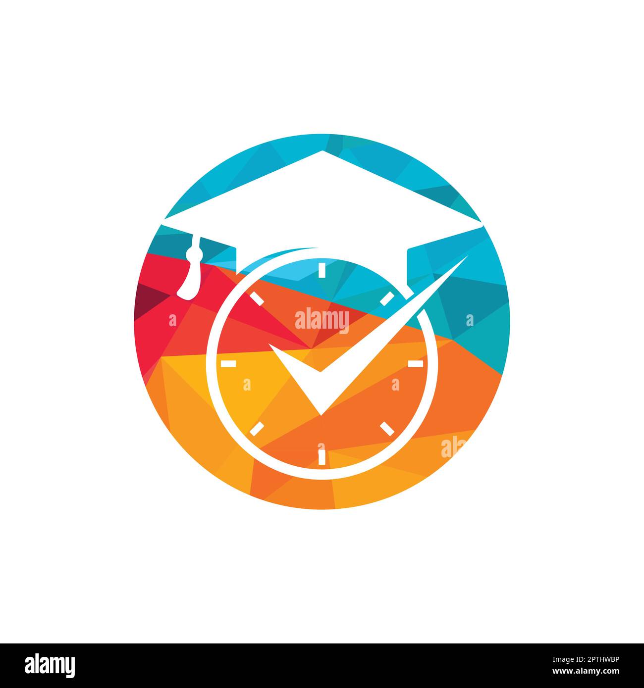 Study time vector logo design. Graduation hat with clock and check icon ...