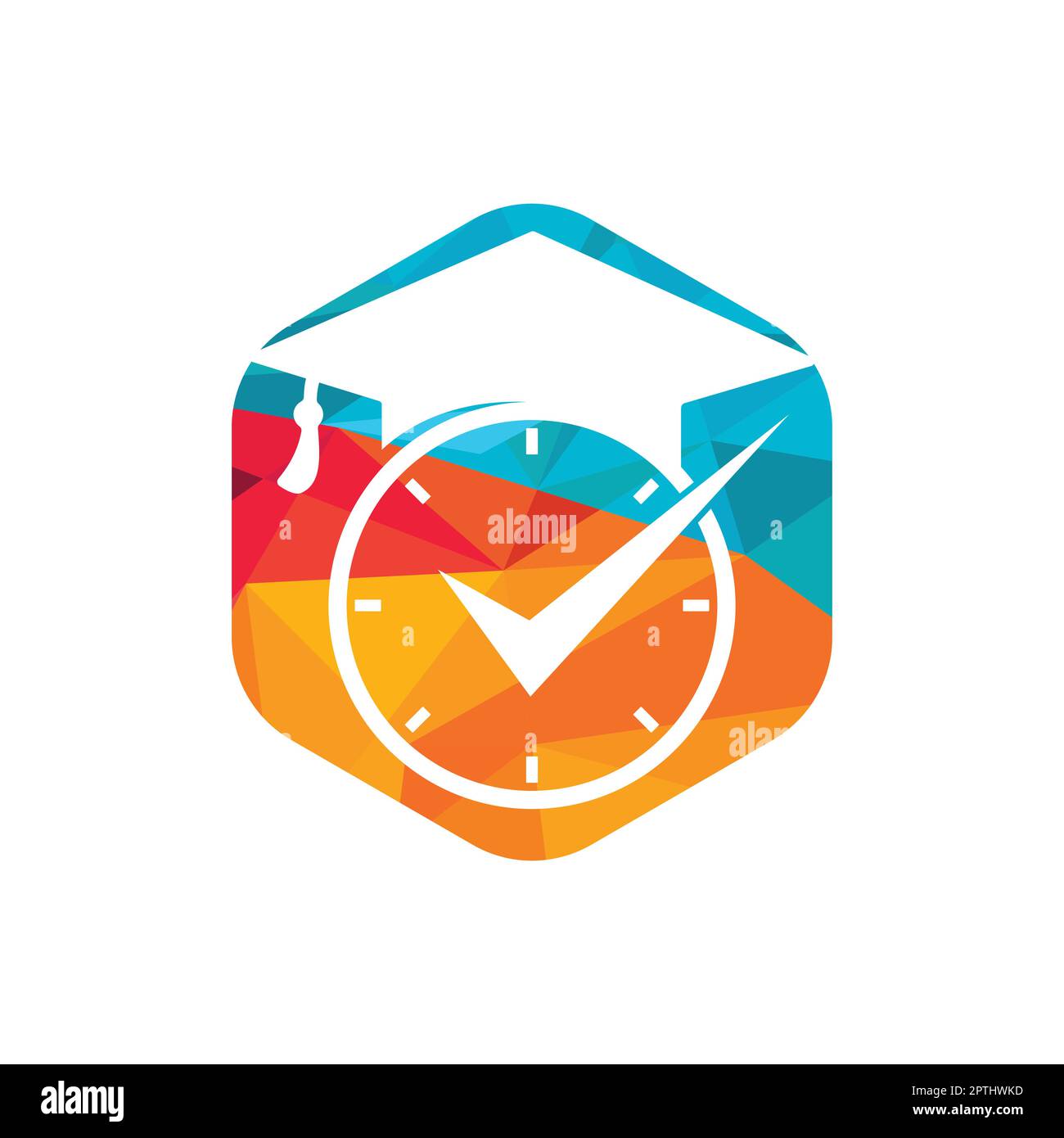 Study time vector logo design. Graduation hat with clock and check icon ...