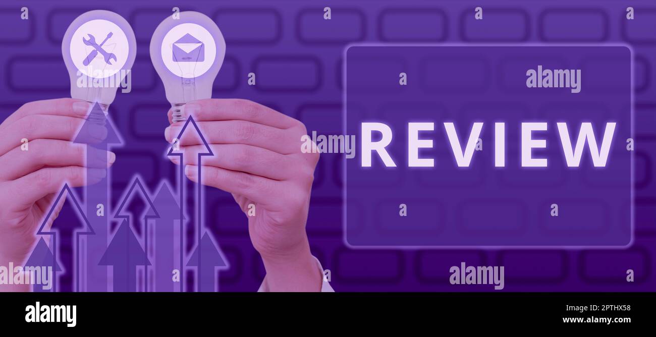 Text caption presenting Review, Business showcase evaluates the work in ...