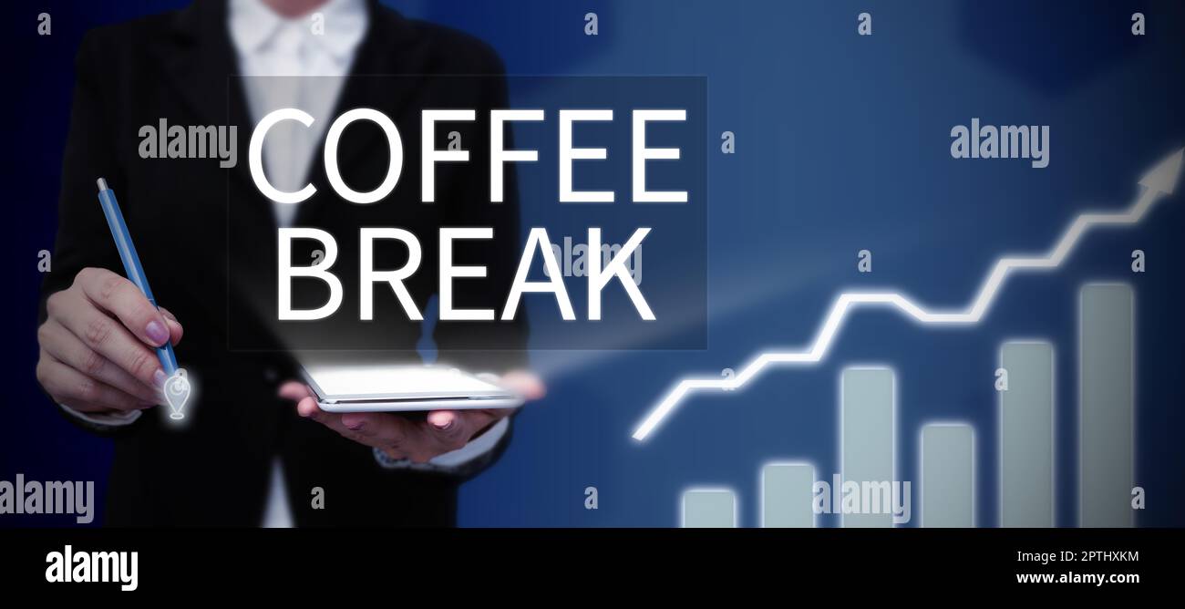 Writing displaying text Coffee Break, Business overview short time ...